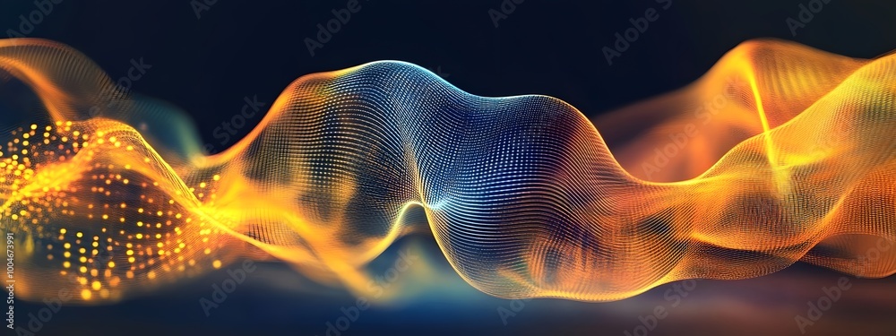 an oceanic yellow digital background resembling sound waves, with ...