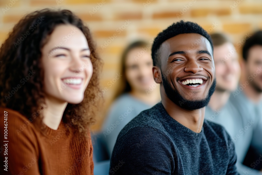 Diverse colleagues smile and engaging in a corporate meeting in a ...
