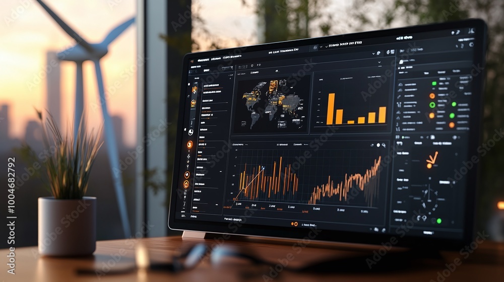 real-time metrics and graphs on a wind turbine data analytics dashboard ...
