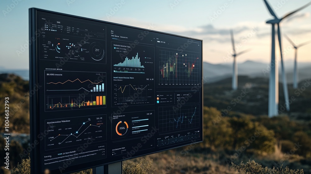 real-time metrics and graphs on a wind turbine data analytics dashboard ...