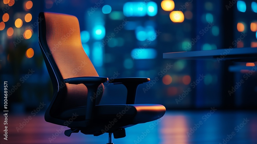 High-tech executive chair with integrated smart controls, in an ultra ...