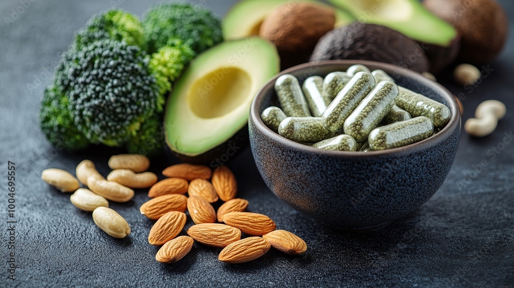 magnesium supplement capsules with natural magnesium-rich foods ...