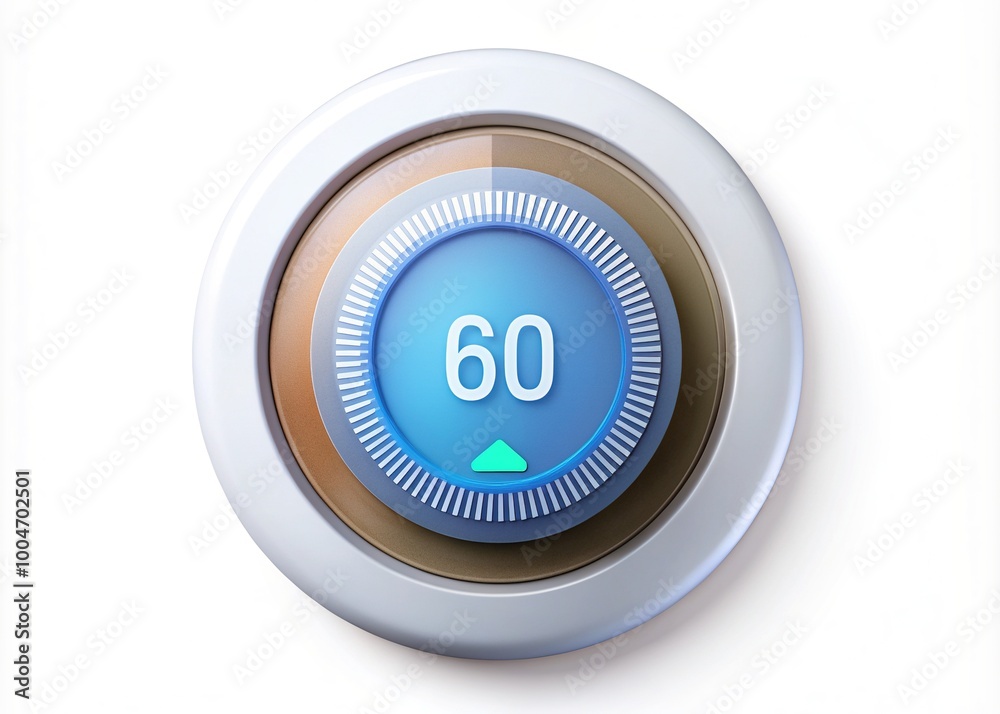Simple circular thermostat icon with a clickable button at the center, isolated on a plain white ...
