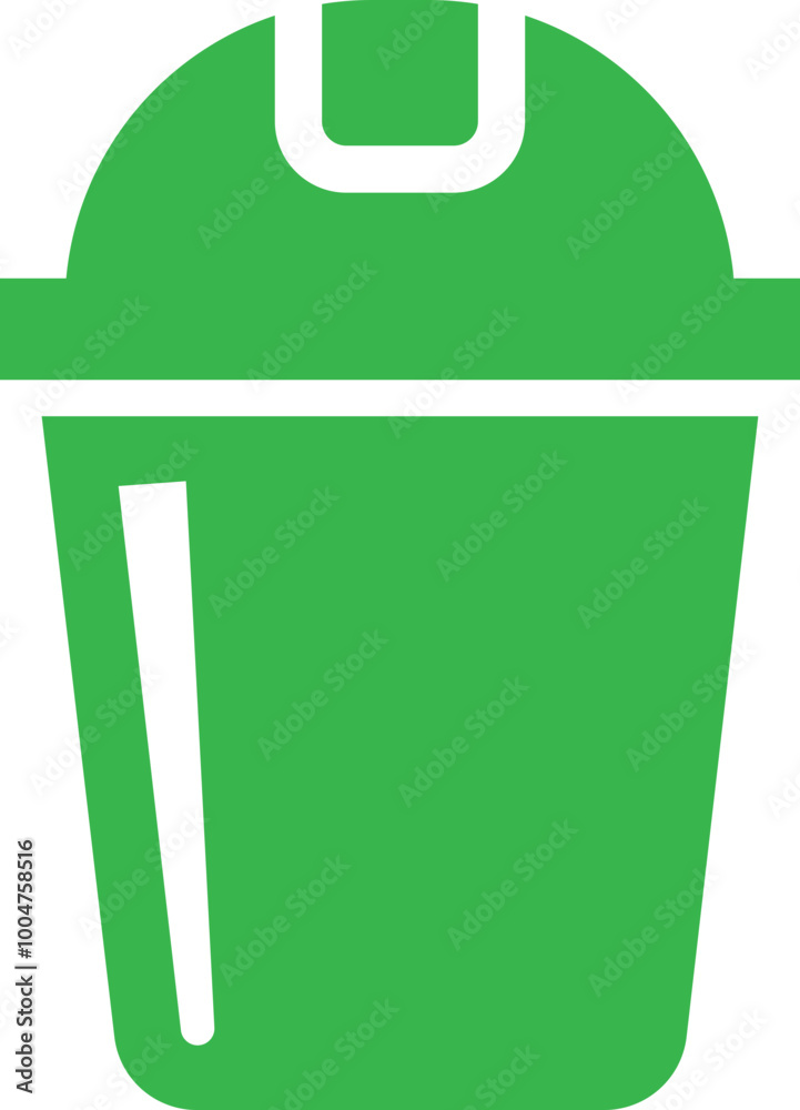 Trash bin Garbage icon in flat green. vector for apps or web trash ...