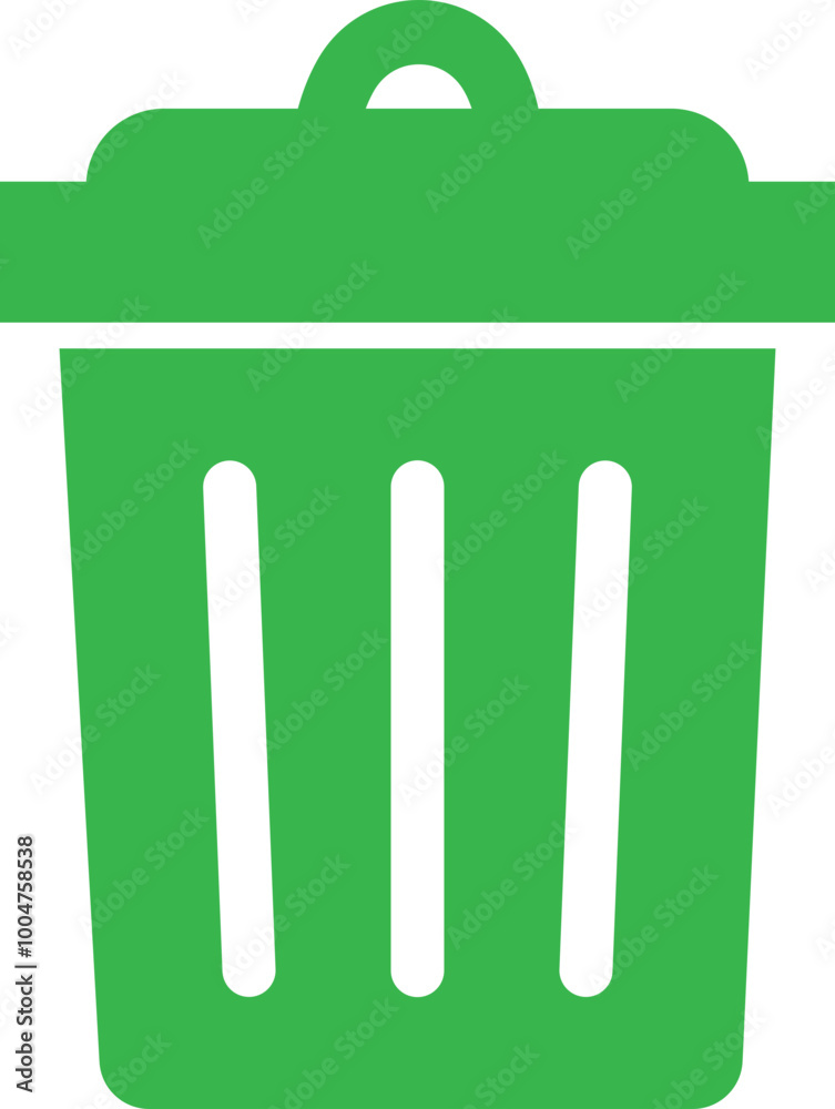 Trash bin Garbage icon in flat green. vector for apps or web trash ...