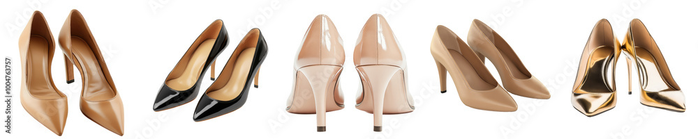 High heel shoes pair set collection on transparent cutout background ...