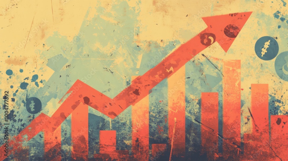 Banner background with upward arrow and money symbols representing ...