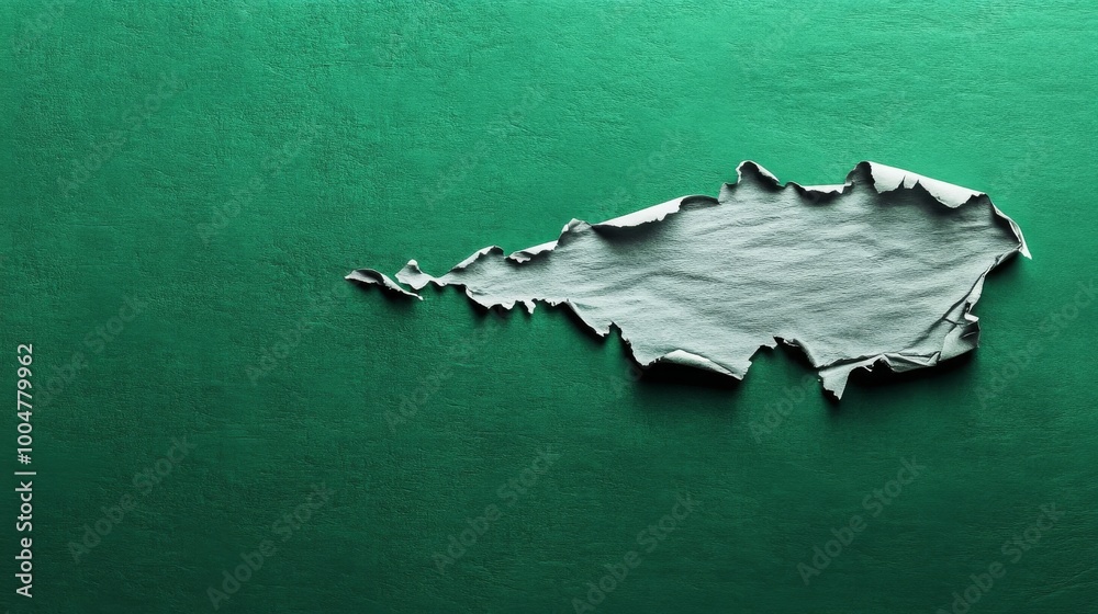 Piece of torn paper revealing a green background beneath, evoking ...