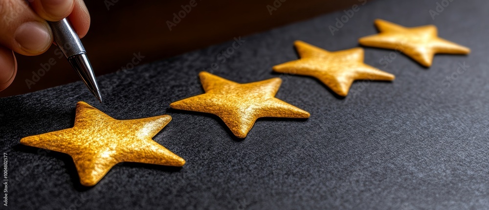 An employee signing a performance review document after receiving ...