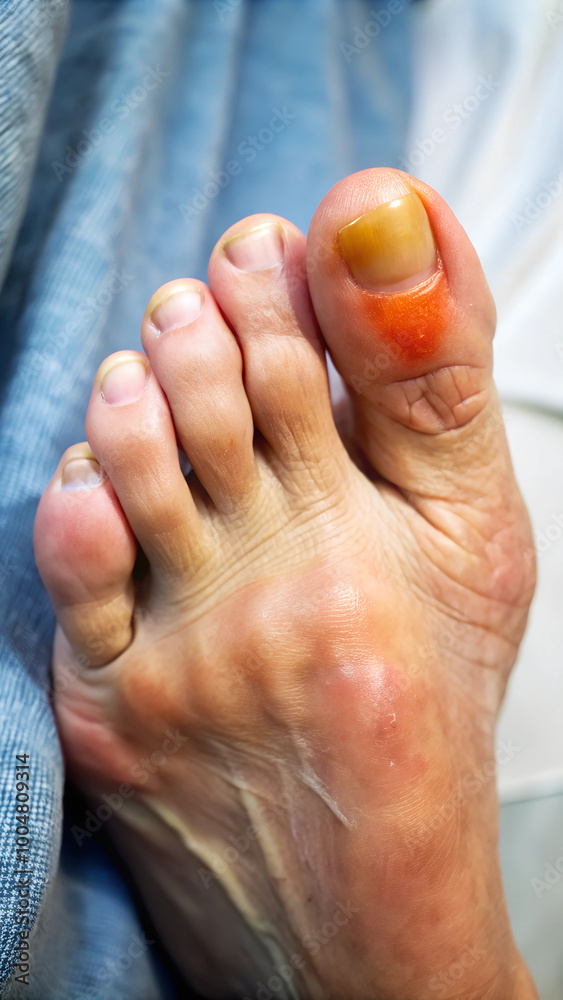 Phalangeal Fracture: The Toe Pain and Discoloration - A person holding ...