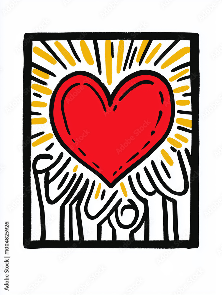 A vibrant pop-art celebration of community love and unity in a lively ...