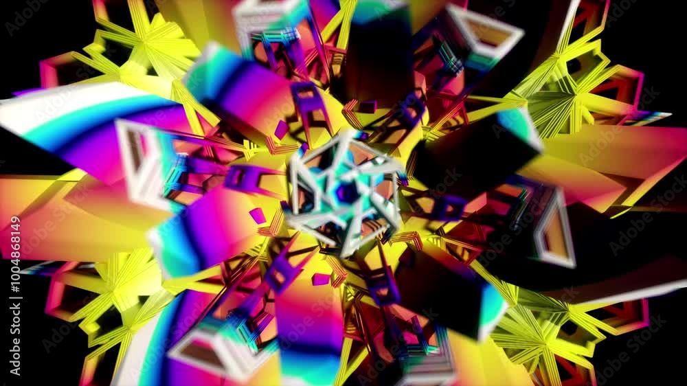 3d render abstract art video animation with surreal fractal turbine ...