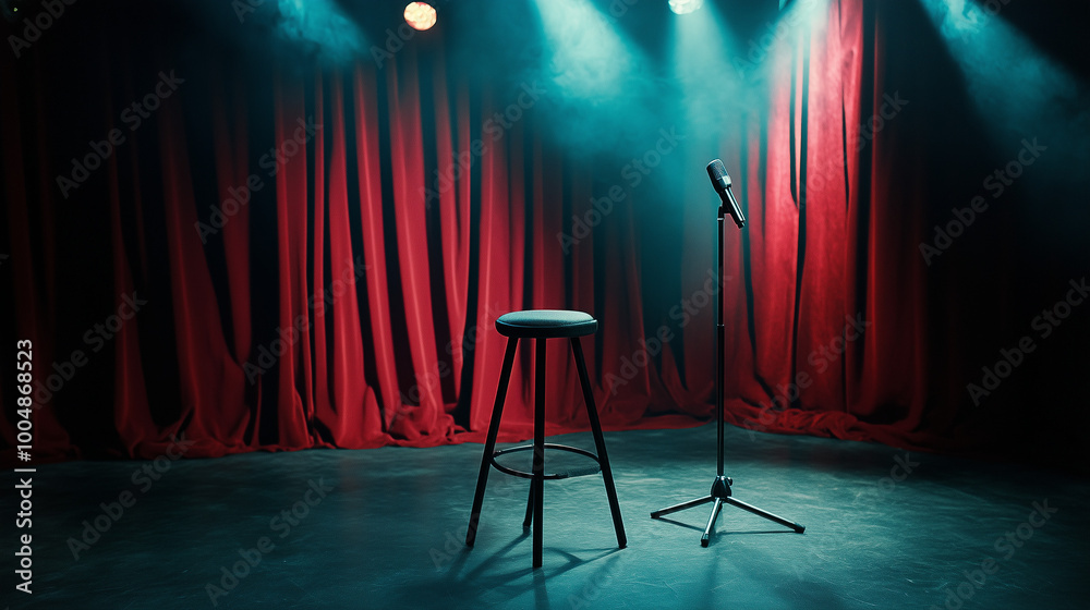 microphone on stage Stage setup for stand-up comedy with a microphone ...