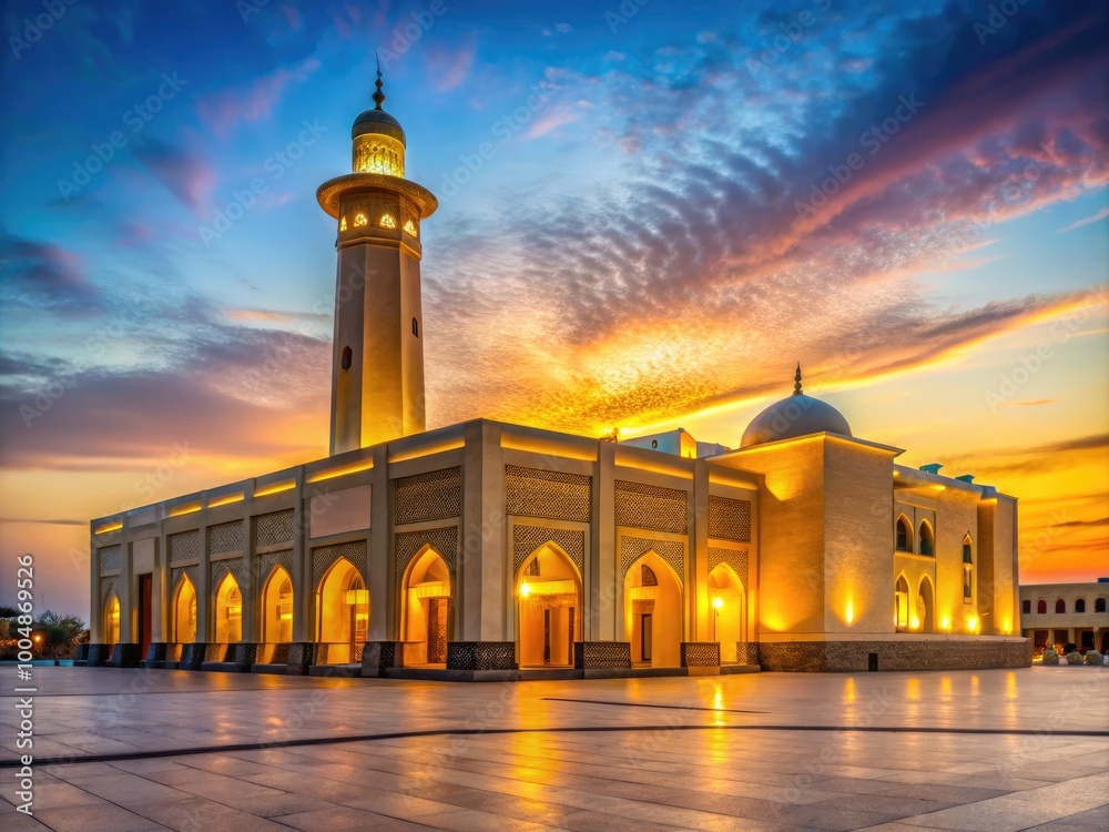 Majestic Mosque Katara Masjid with Minaret in Cultural Village of ...