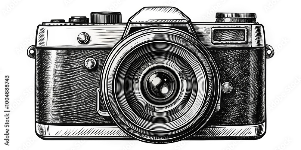 Simple Hand-Drawn Camera Illustration for Beginners and Art Projects in ...