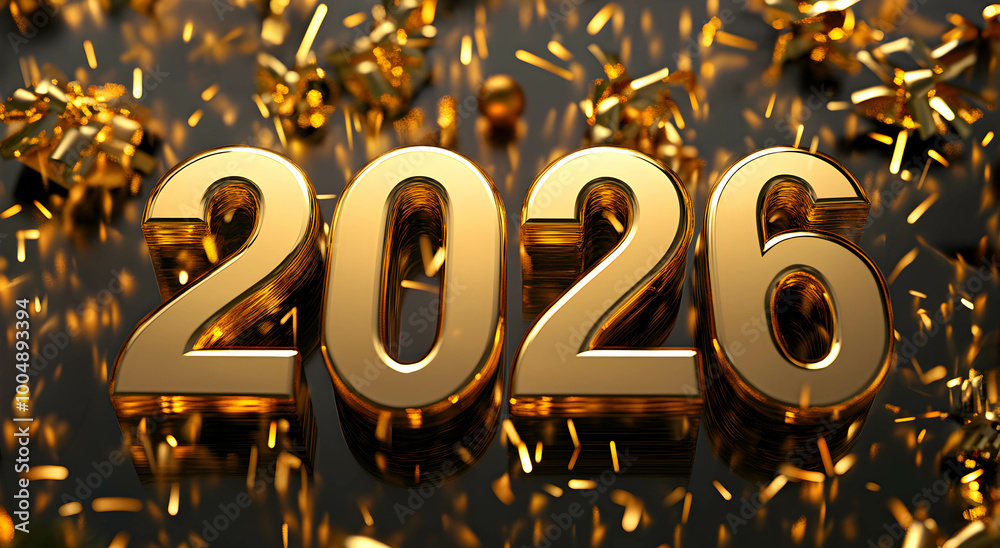 3d text renderer 2026 Background decoration for holiday event, greeting ...