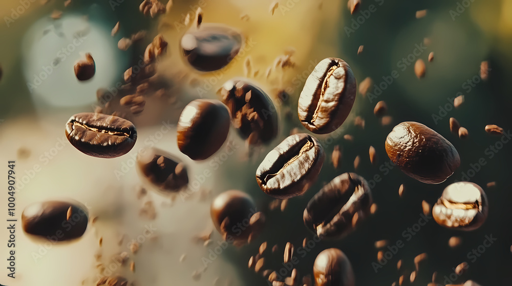 a close up of a person taking a picture of coffee beans, highly ...