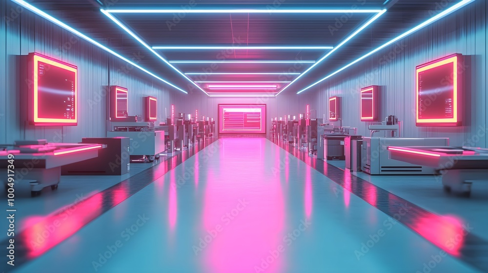 AI quality control in food factory, holographic readouts on floating ...