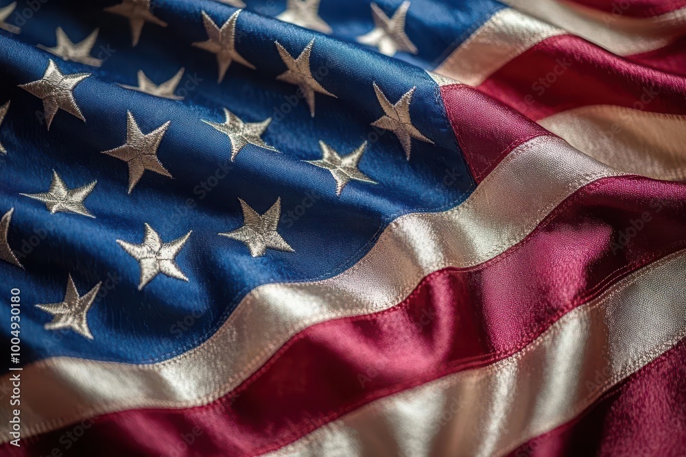 closeup of the united states flag featuring vibrant colors and flowing ...