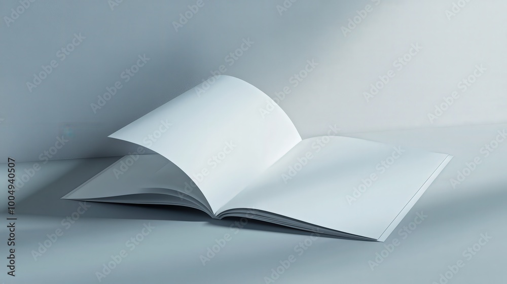 Cinematic Half-folded Booklet Mockup on Gray Background with Vibrant ...