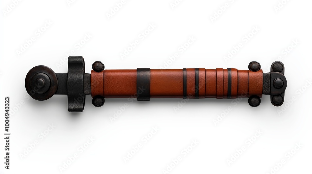 Rustic Elegance: Black and Copper Door Bolt. A detailed close-up of a ...
