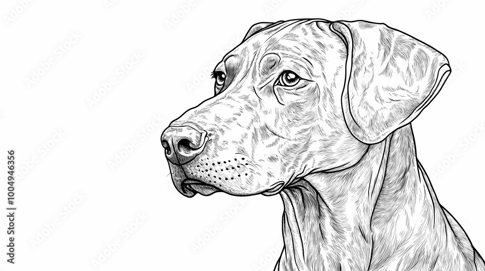 Rhodesian ridgeback dog drawing coloring book page. Ink Drawing ...