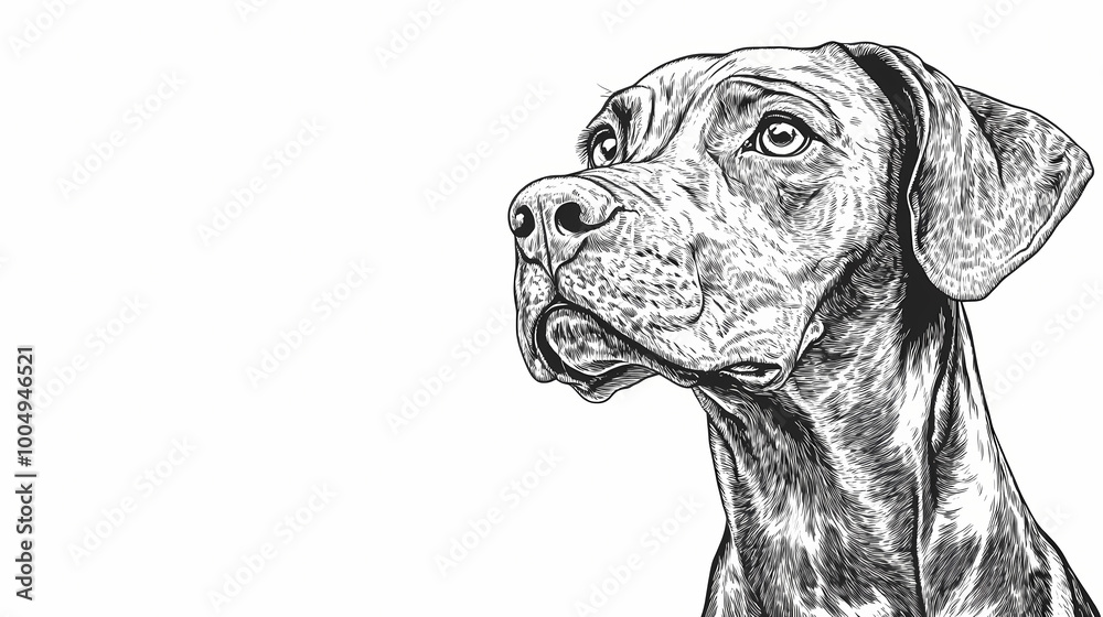 Rhodesian ridgeback dog drawing coloring book page. Ink Drawing ...