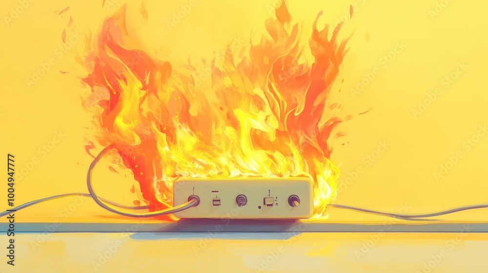 Warning Signs: Illustration of Electrical Fire Hazard Caused by ...
