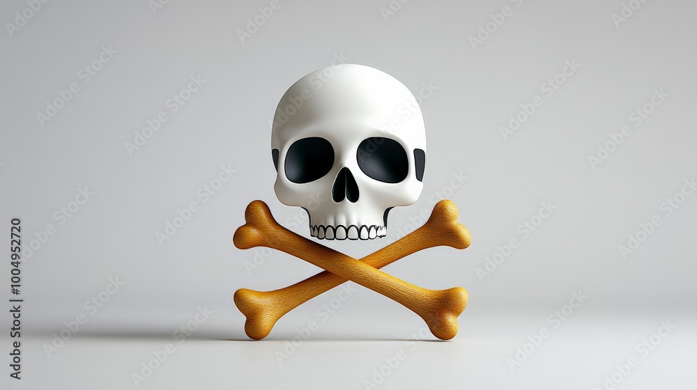 3D Skull and Crossbones: Minimalist 3D rendering of a classic skull and ...