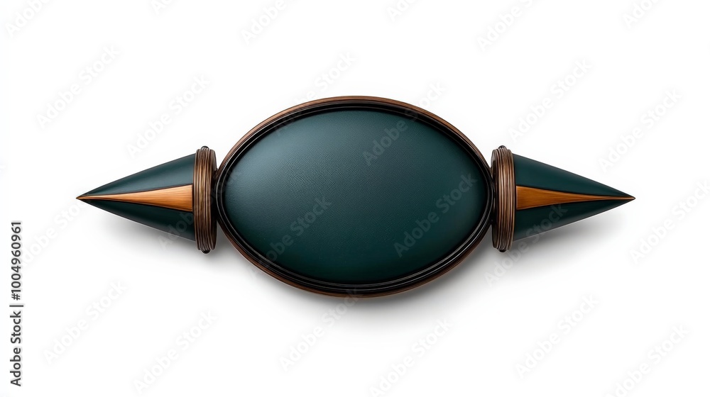Art Deco Emblem: A sophisticated, dark teal oval emblem with Art Deco ...