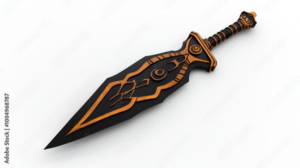 Ancient Ritual Sword: A meticulously crafted, ornate sword with black ...