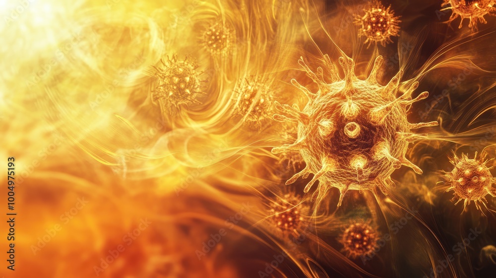 Abstract depiction of diseases or viruses spreading in swirling ...