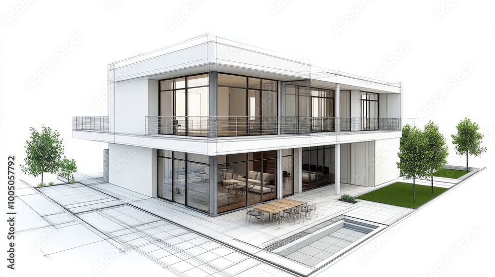 Explore this 3d rendering of a modern house featuring cuttingedge ...