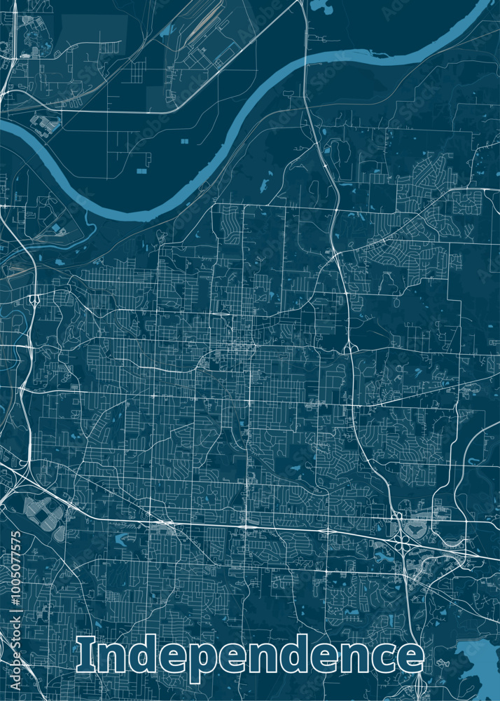 This is a detailed map of Independence, Missouri, rendered in a ...