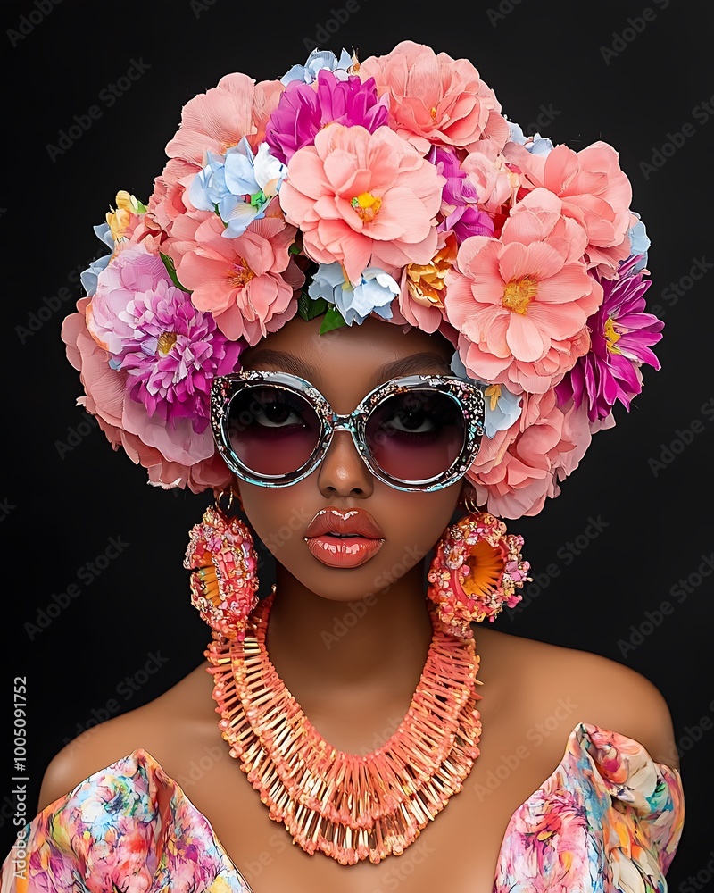 An edgy and modern woman with a fierce attitude, sporting neon ...