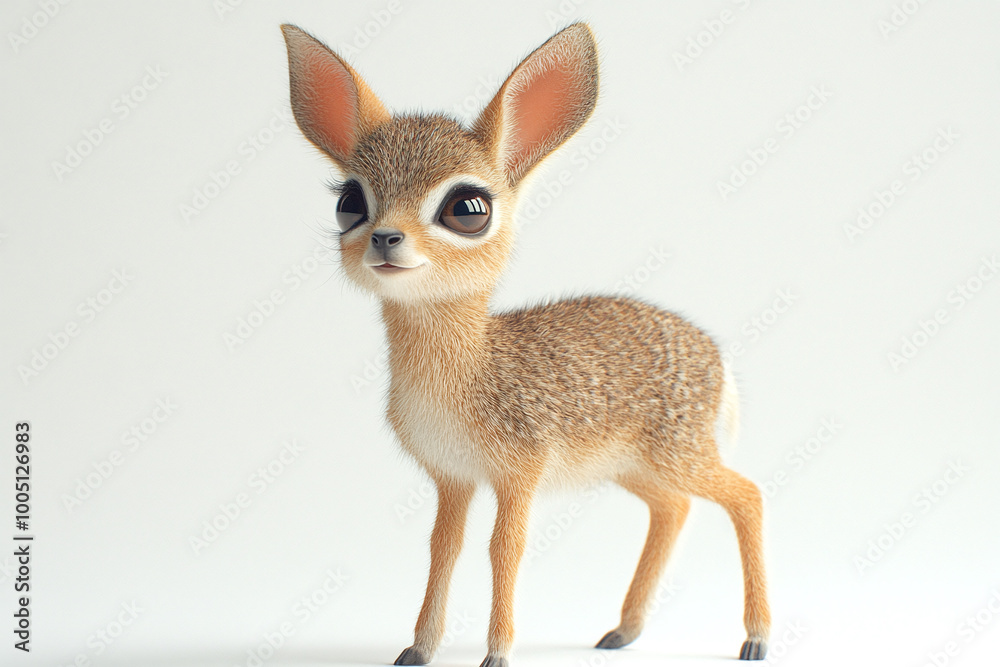 Cute Dik-Dik: A dik-dik standing alert with its tiny frame against a ...