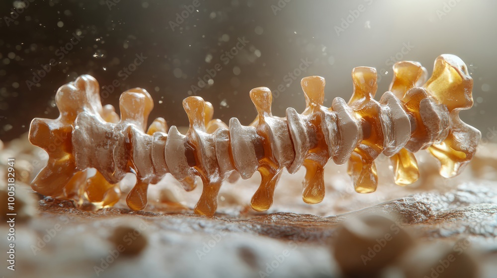 Detailed 3D illustration of the human spine including vertebrae and ...