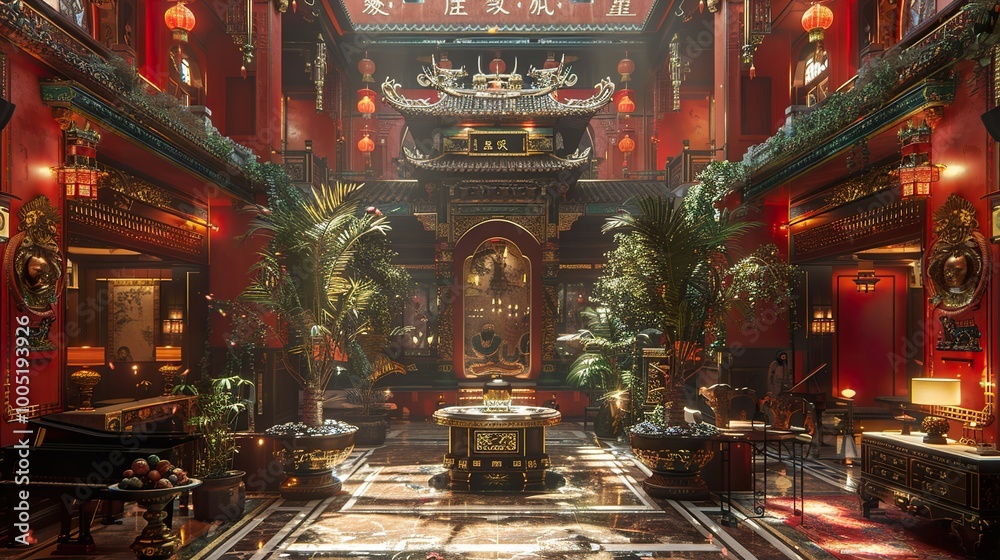 Stunning Interior Design of a Traditional Chinese Palace Stock ...