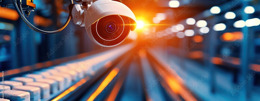 Robotic camera performing a 360degree inspection of products on a ...