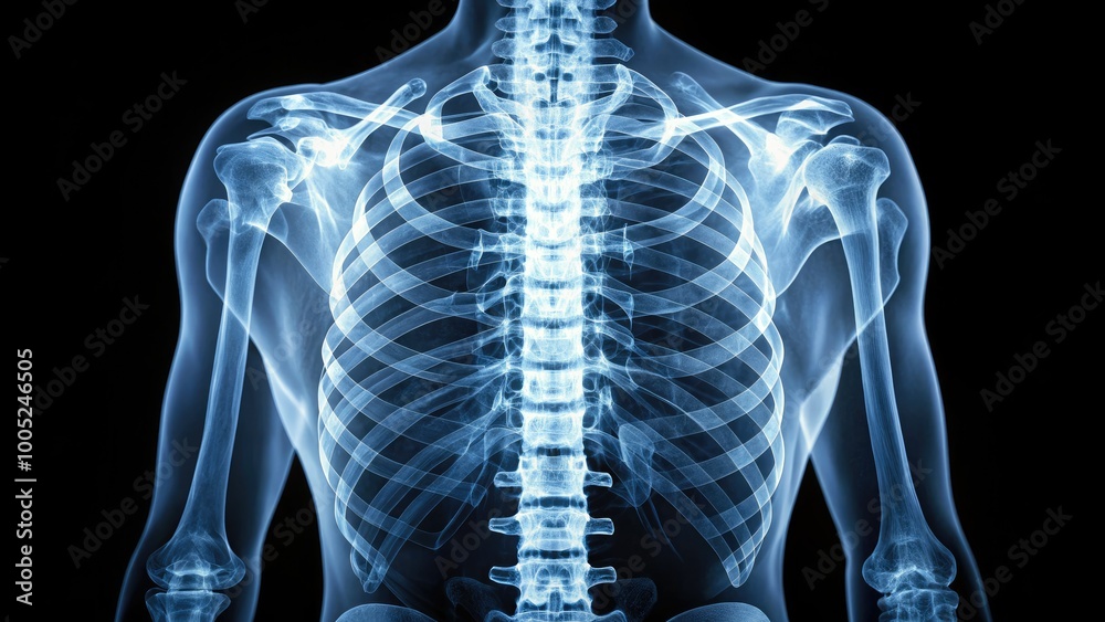 X-ray radiograph of thoracic spine showing pronounced hollow back ...