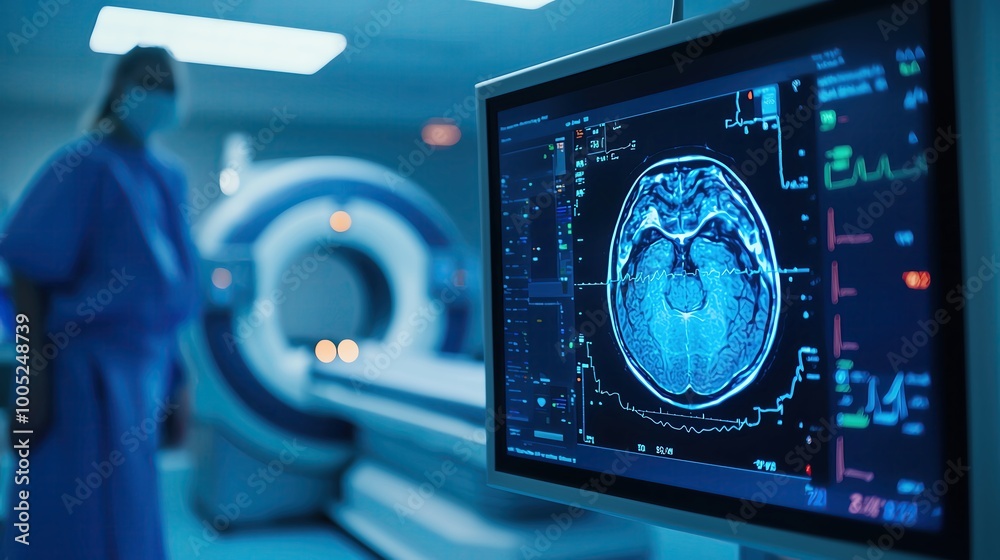 A hospital s medical imaging room with advanced MRI or CT scanners ...