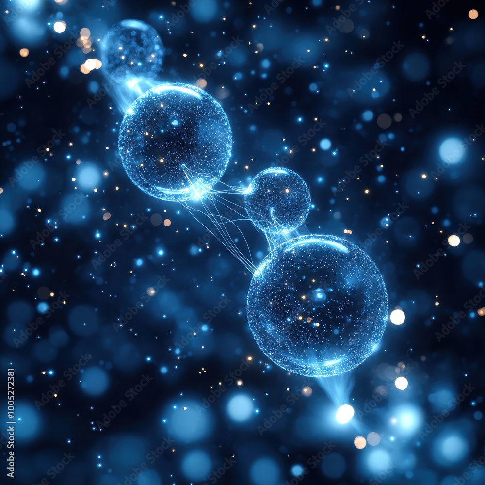 Stunning Visualization of Molecular Structure with Glowing Blue Spheres ...