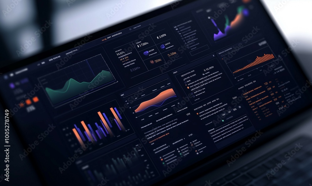 Create a visual representation of a financial dashboard displaying key ...