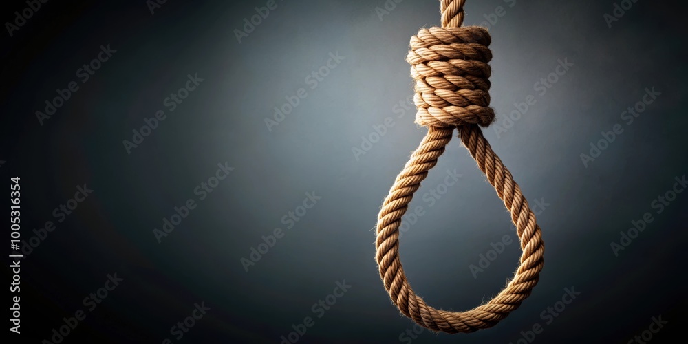 Rope hanging with noose symbolizing suicide by hanging, Suicide ...