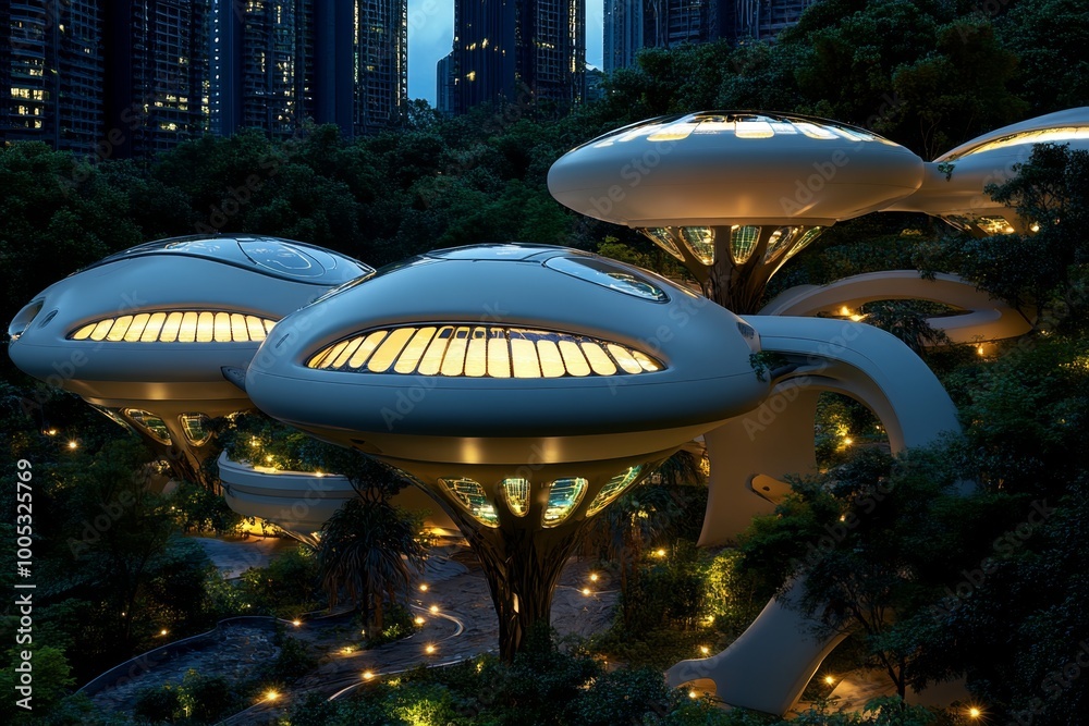 A futuristic ecosystem restoration project, where advanced technology ...