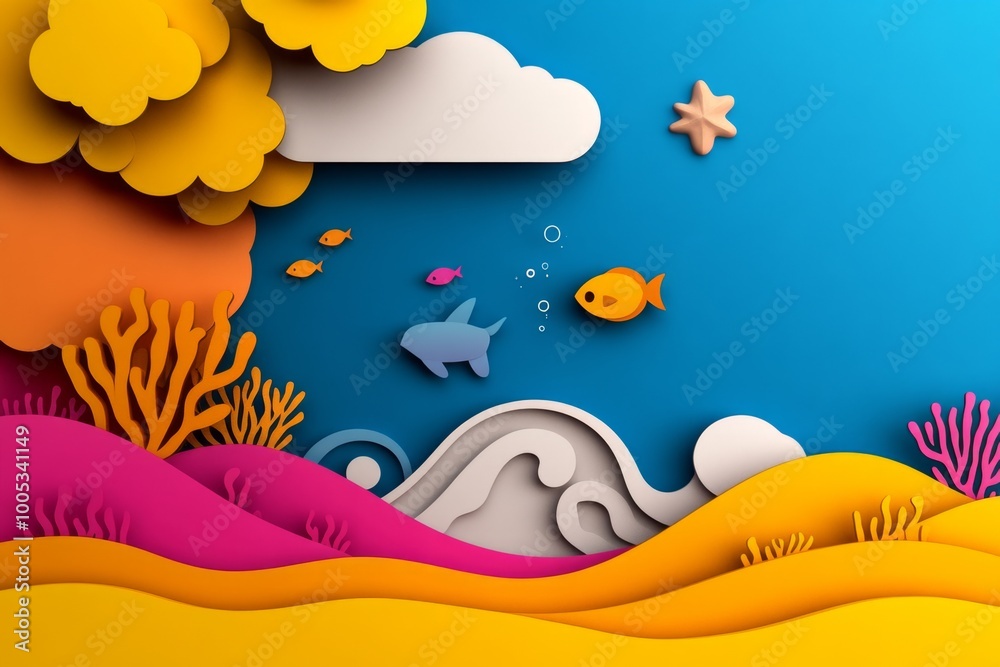 Geometric representation of an ocean ecosystem, using simple shapes to ...