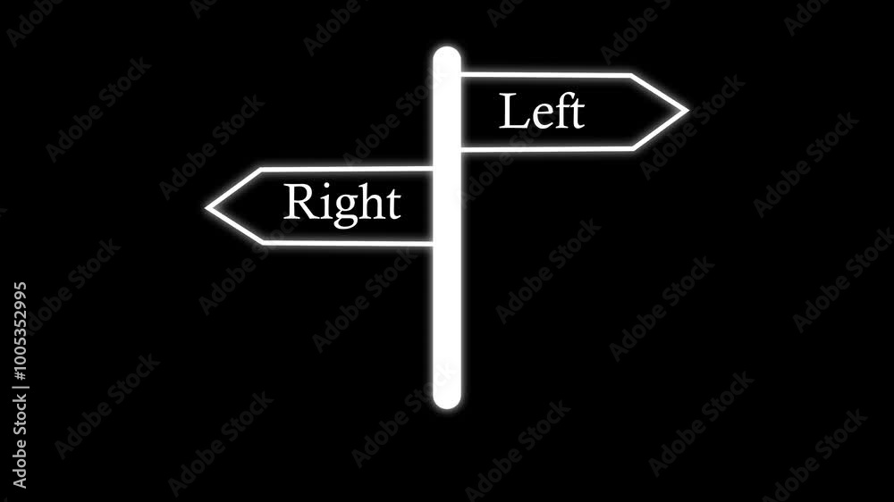 Directional Road sign to Left and Right Arrow animated on a white and ...