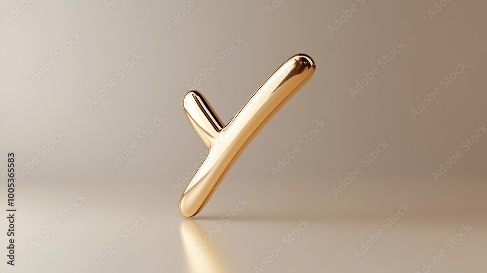 A polished gold tick mark, embodying correctness and approval. The tick ...