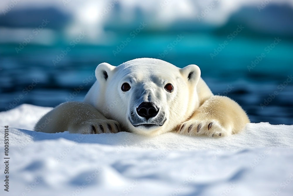 An arctic ecosystem with snow-covered ground, where polar bears, seals ...