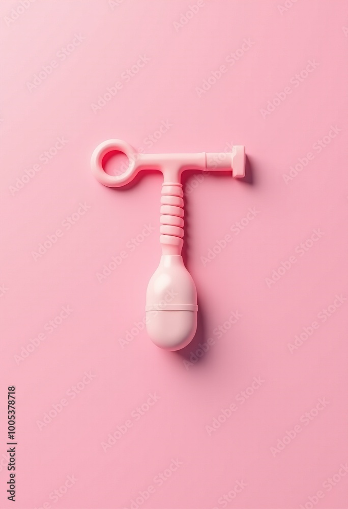 Modern Contraception: 3D Render of T-Shaped IUD on Pink Background ...